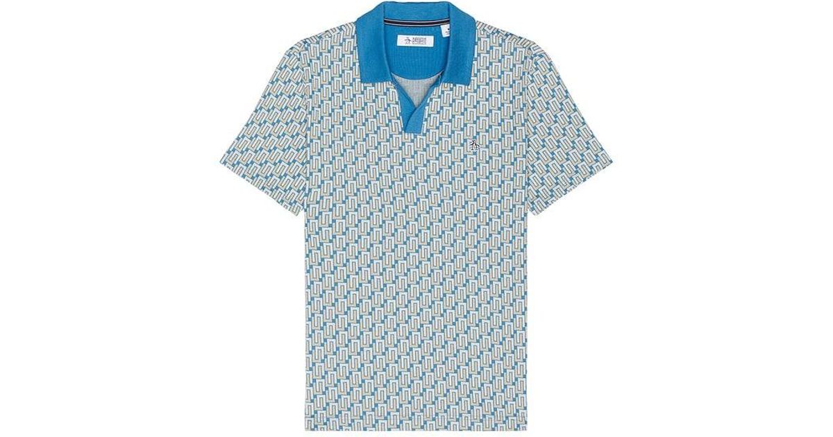 Original Penguin Jacquard Interlock Knit Polo in Blue for Men | Lyst
