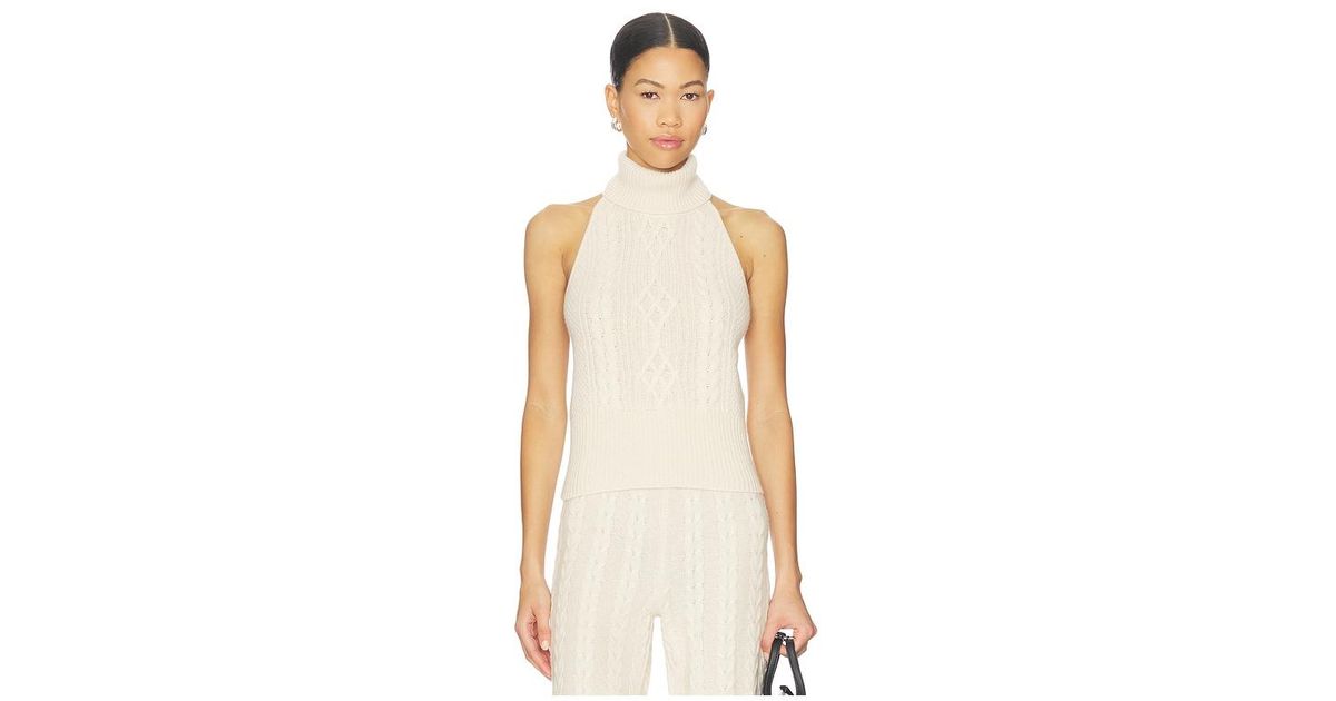 AEXAE Cashmere Cable Halterneck Top in Natural | Lyst