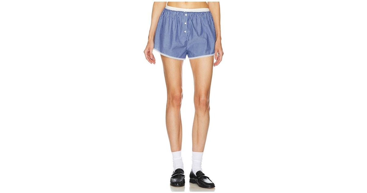 Helsa Pinstripe Poplin House Short in Blue | Lyst
