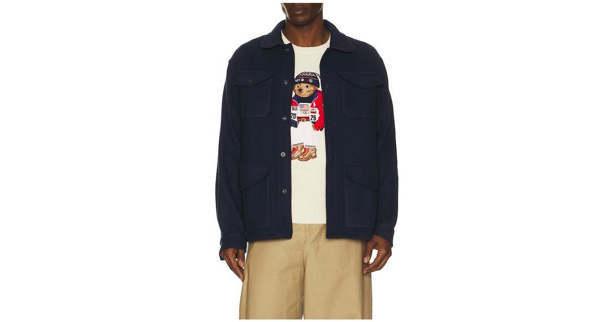 Polo Ralph Lauren Winter Olympics Boil Wool Double Knit Shirt in Blue ...