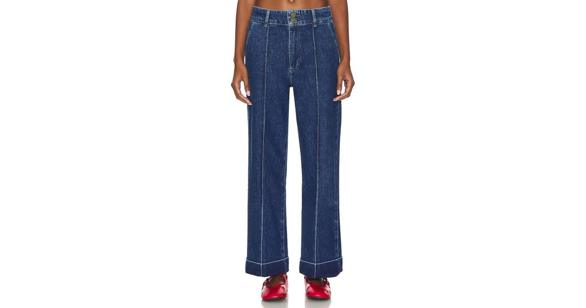 FRAME 70's Cuffed Crop Straight in Blue | Lyst