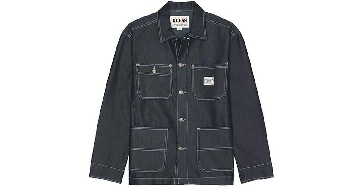 Guess Metallic Chore Jacket in Black for Men | Lyst