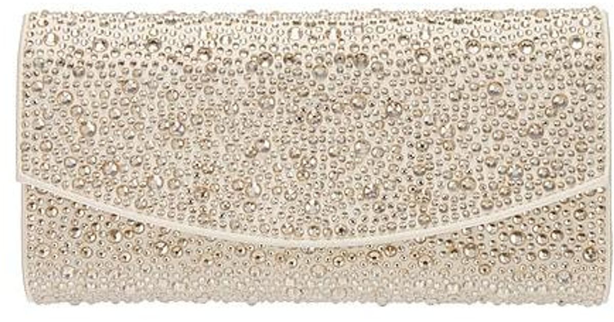 OLGA BERG Emma Crystal Clutch in Natural | Lyst