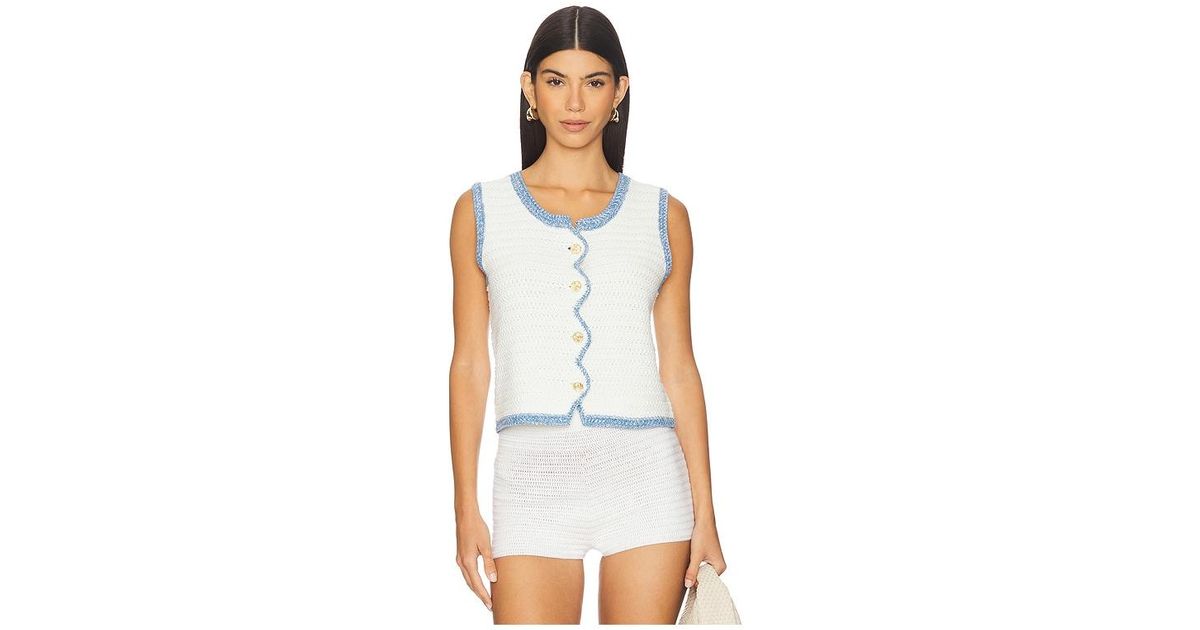 Central Park West Rose Scallop Edge Tank in White | Lyst