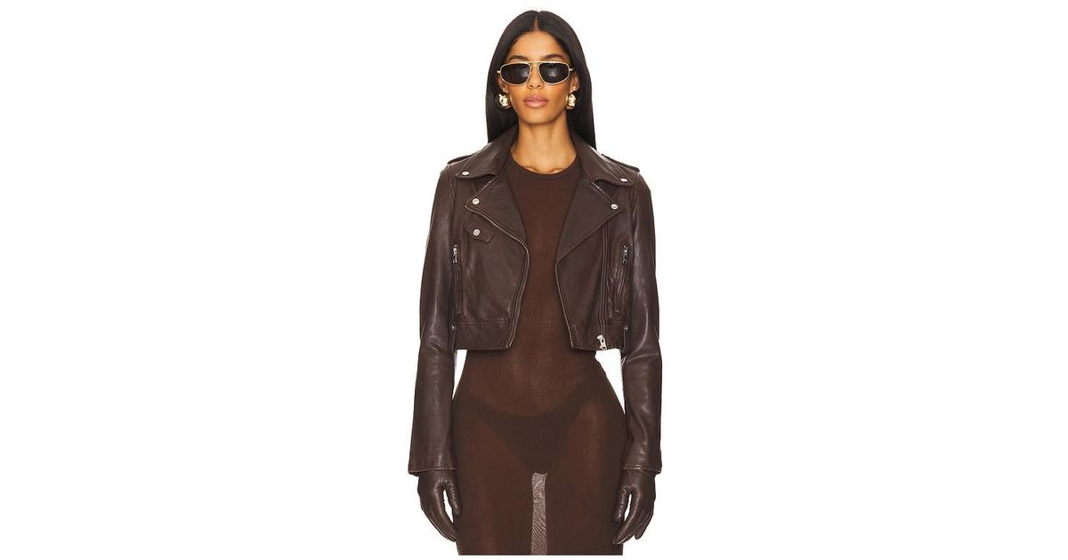 Lamarque Ciara Biker Jacket in Brown | Lyst