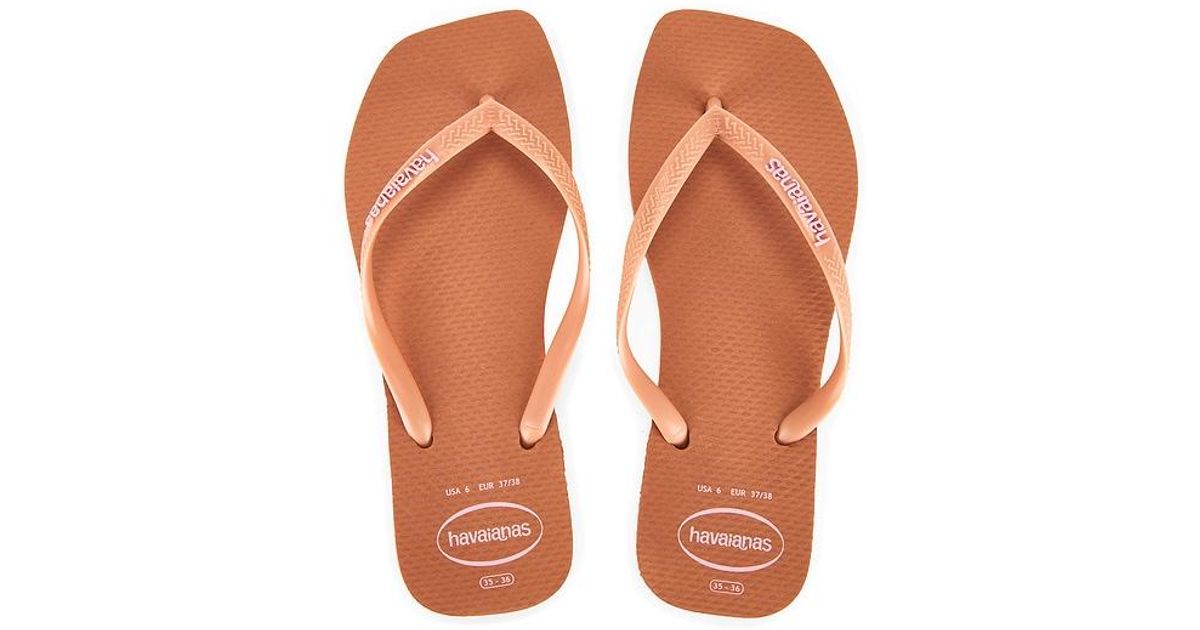 Havaianas Slim Square Logo Sandal in Orange | Lyst