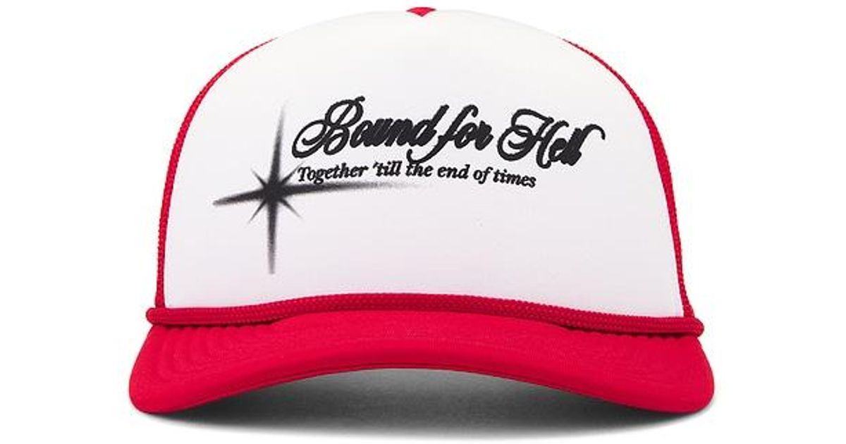Funeral Apparel Bound For Hell Trucker Hat in Red for Men | Lyst