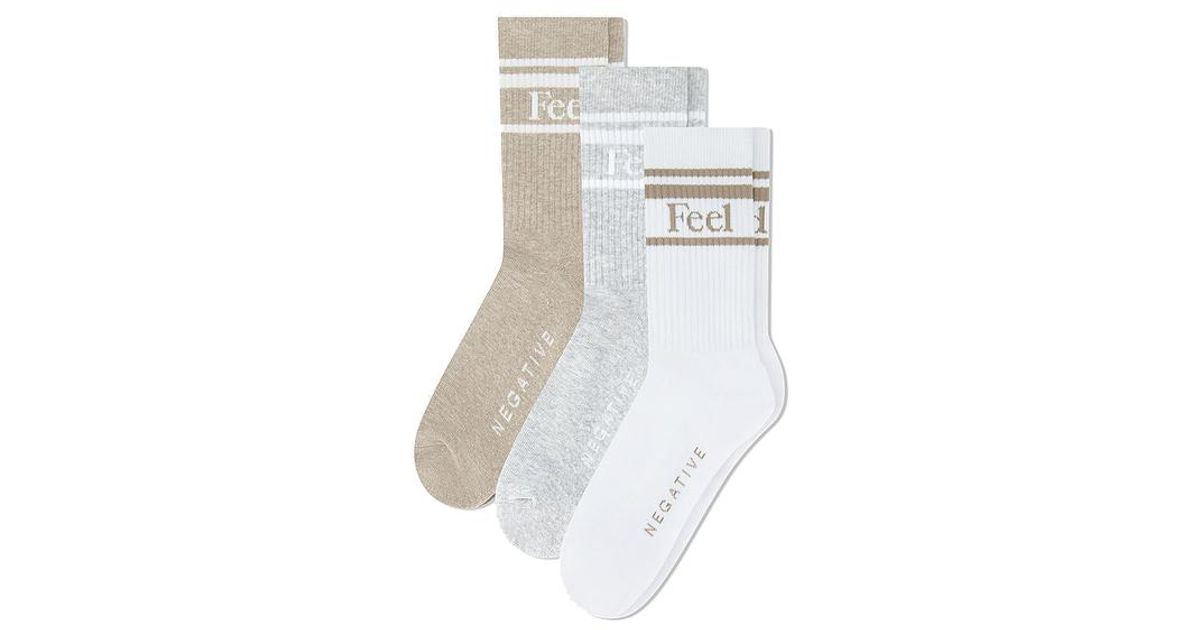 Negative Underwear Feel Good Varsity Sock 3 Pack in White | Lyst UK