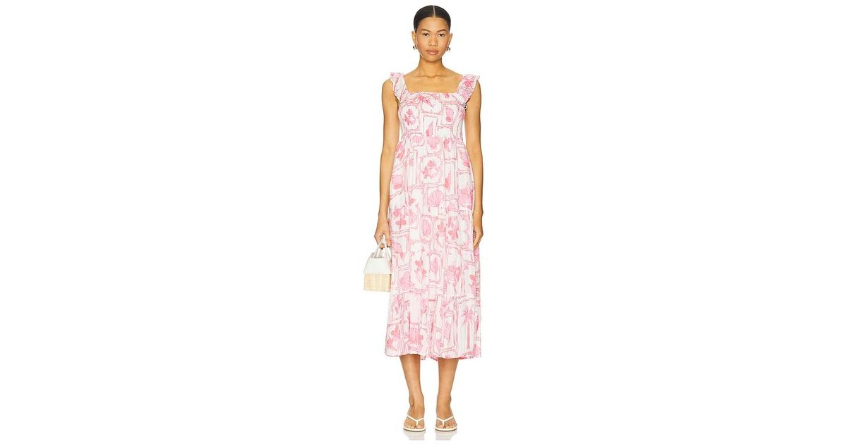 MINKPINK Bria Frill Midi Dress in Pink | Lyst
