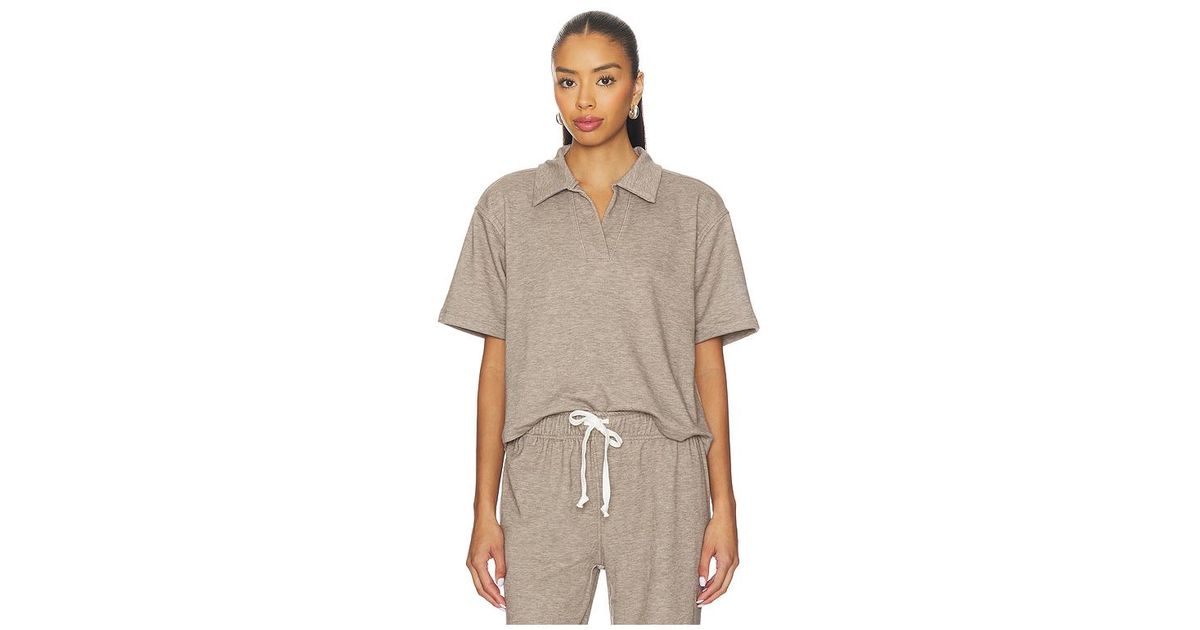 Bobi Short Sleeve Polo Tee in Brown | Lyst UK