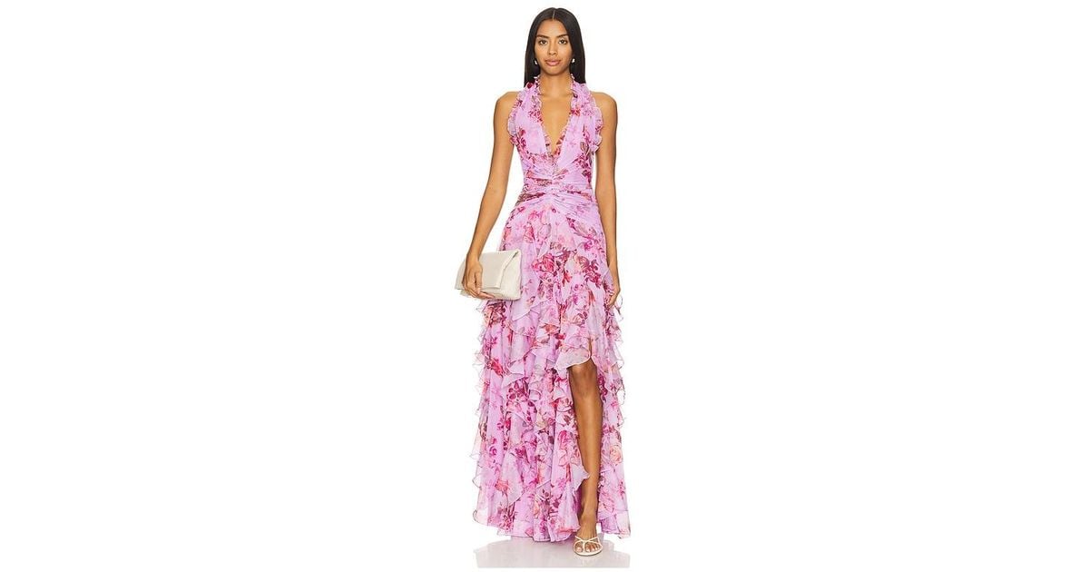 PATBO Floral Haze Stretch Tulle Maxi Dress in White | Lyst