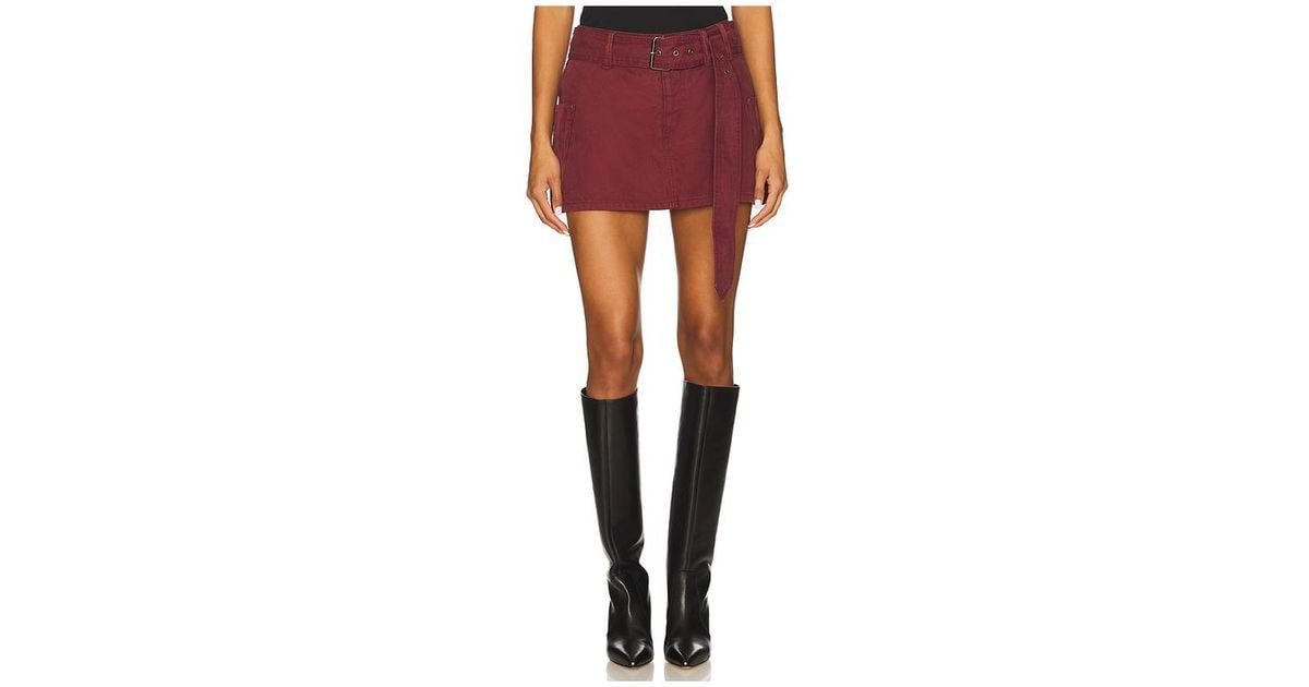 AFRM The Chippy Belted Micro Mini Skirt in Red | Lyst UK