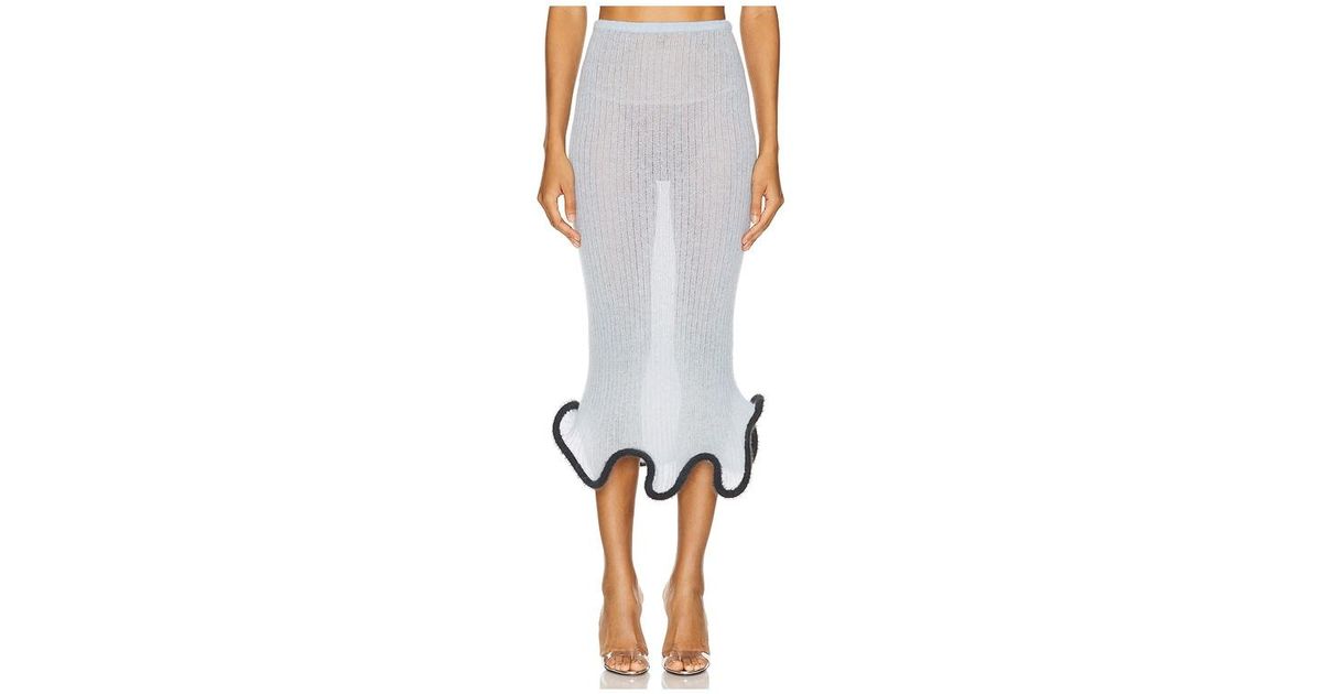 Ph5 Ginny Alpaca Wavy Midi Skirt in White | Lyst