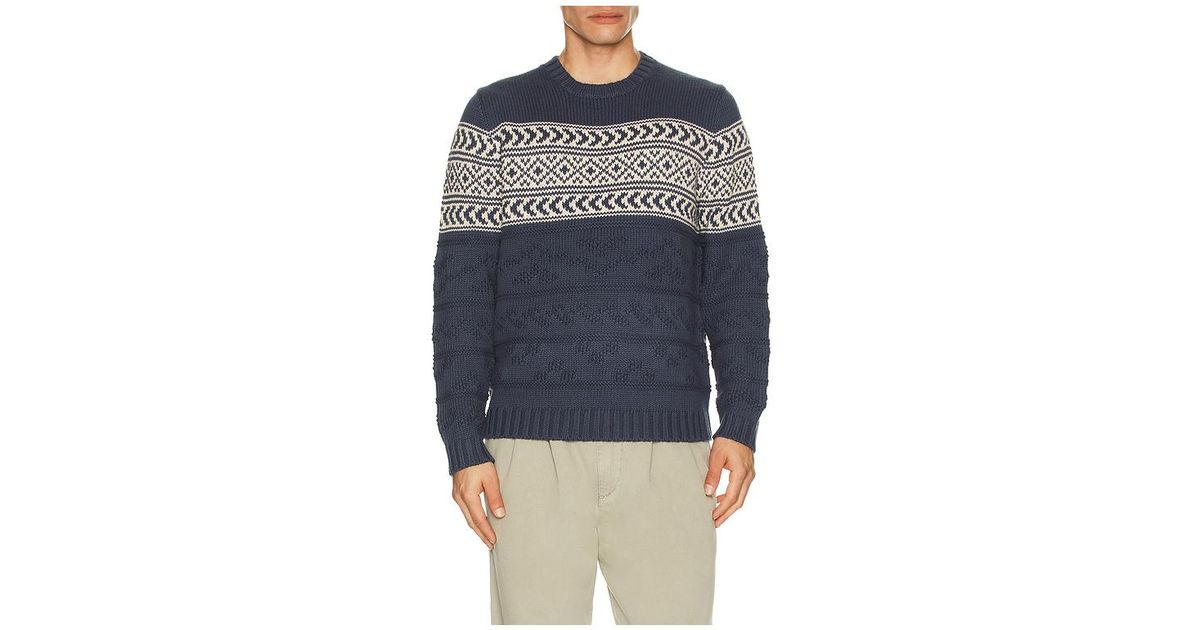 Marine Layer Textured Fair Isle Sweater in Blue for Men | Lyst UK