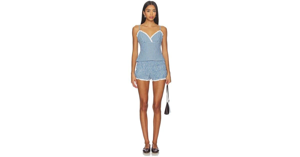 MORE TO COME Amanda Ruched Bloomer Set in Blue | Lyst UK