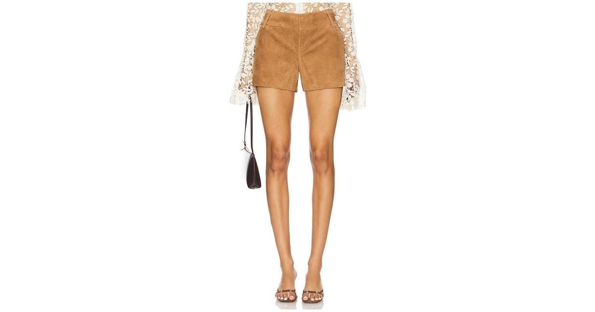 Alice + Olivia Cady Suede Short in White | Lyst