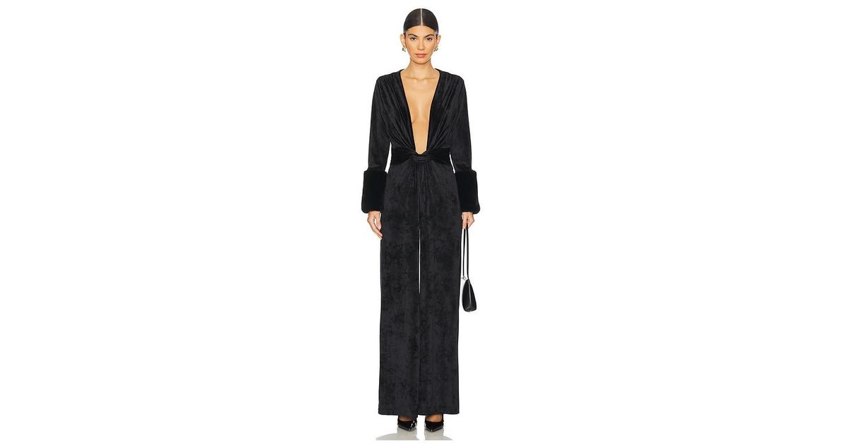 Leslie Amon Amanda Maxi Jumpsuit in Black | Lyst