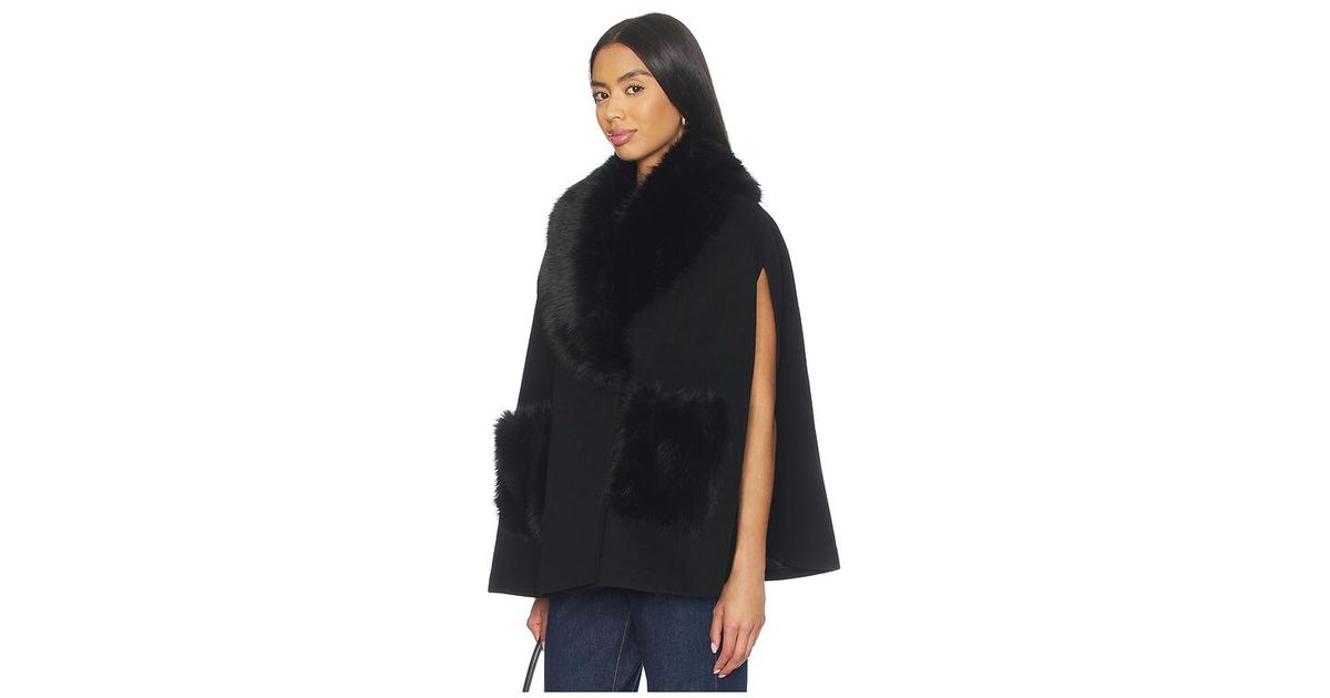 L'Agence Chana Faux Fur Cape in Blue | Lyst UK