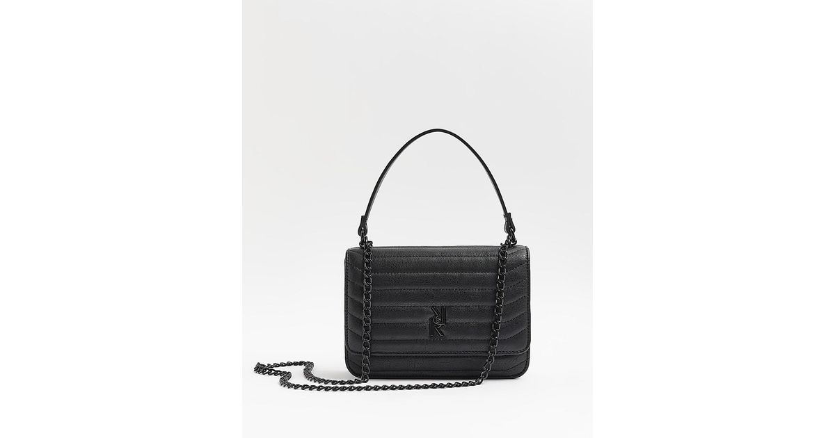 River Island Black Ri Quilted Shoulder Bag | Lyst