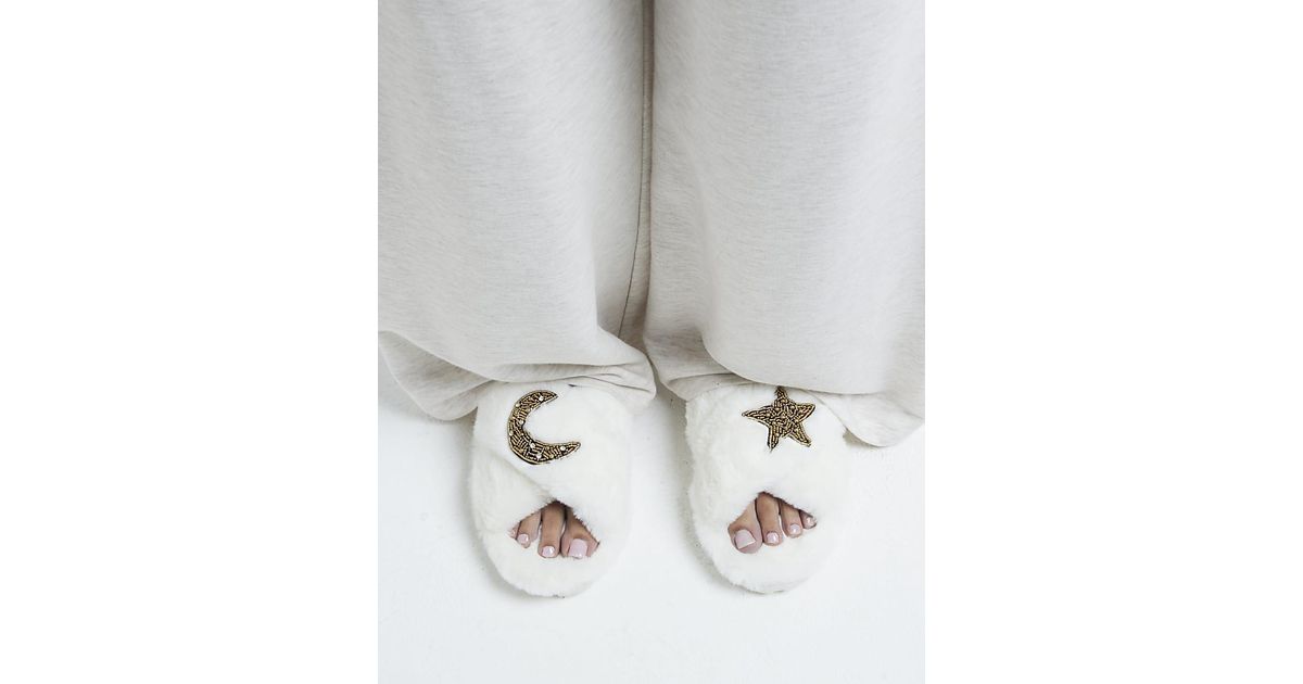 River Island Moon Star Strap Mule Slippers in Gray | Lyst