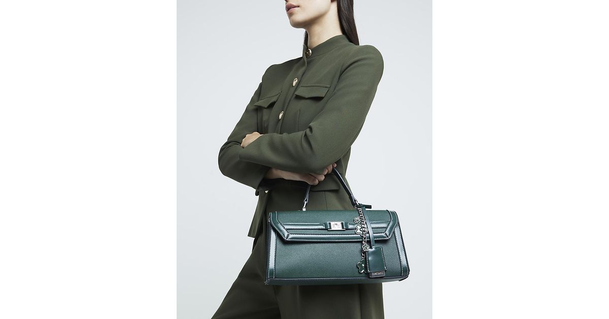 River Island Cross Body Top Handle Bag in Green | Lyst