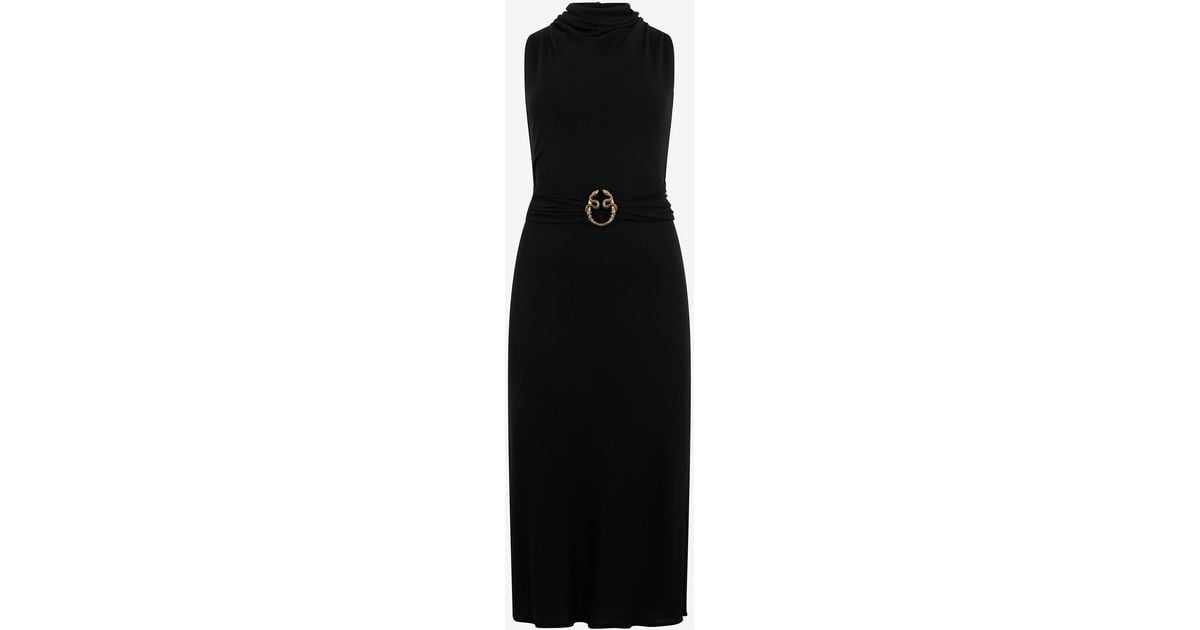 Roberto Cavalli Midi Dress With Snake Detail in Black | Lyst UK