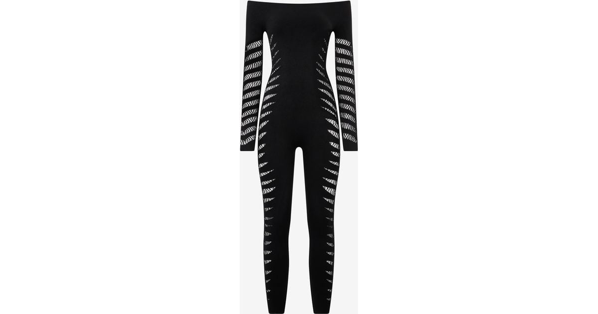 Roberto Cavalli Jumpsuit With Perforated Zebra Pattern in Black | Lyst UK