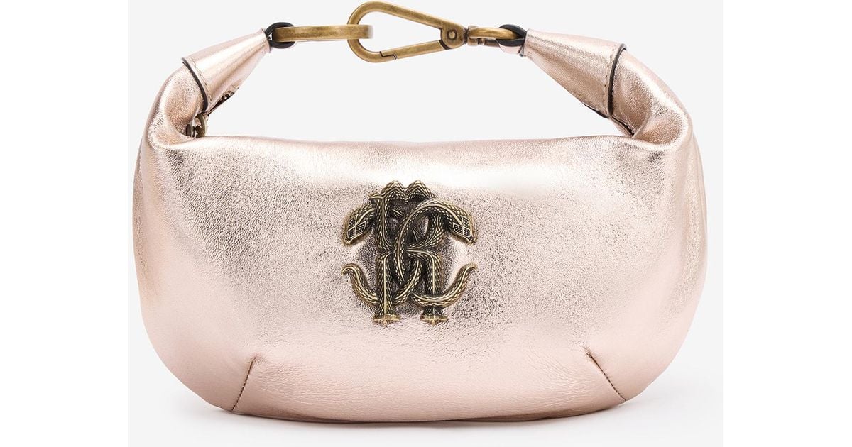 Roberto Cavalli Hobo Bag With Mirror Snake Monogram in Pink | Lyst