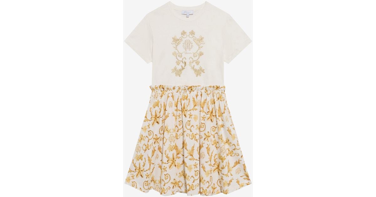 Roberto Cavalli Arabesque Print Dress in White | Lyst UK