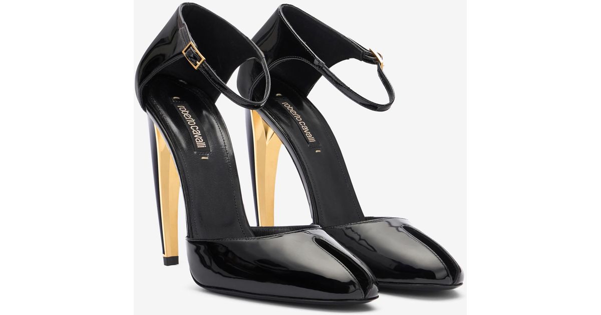 Roberto Cavalli Patent Leather Pumps With Fang Heel in Black | Lyst