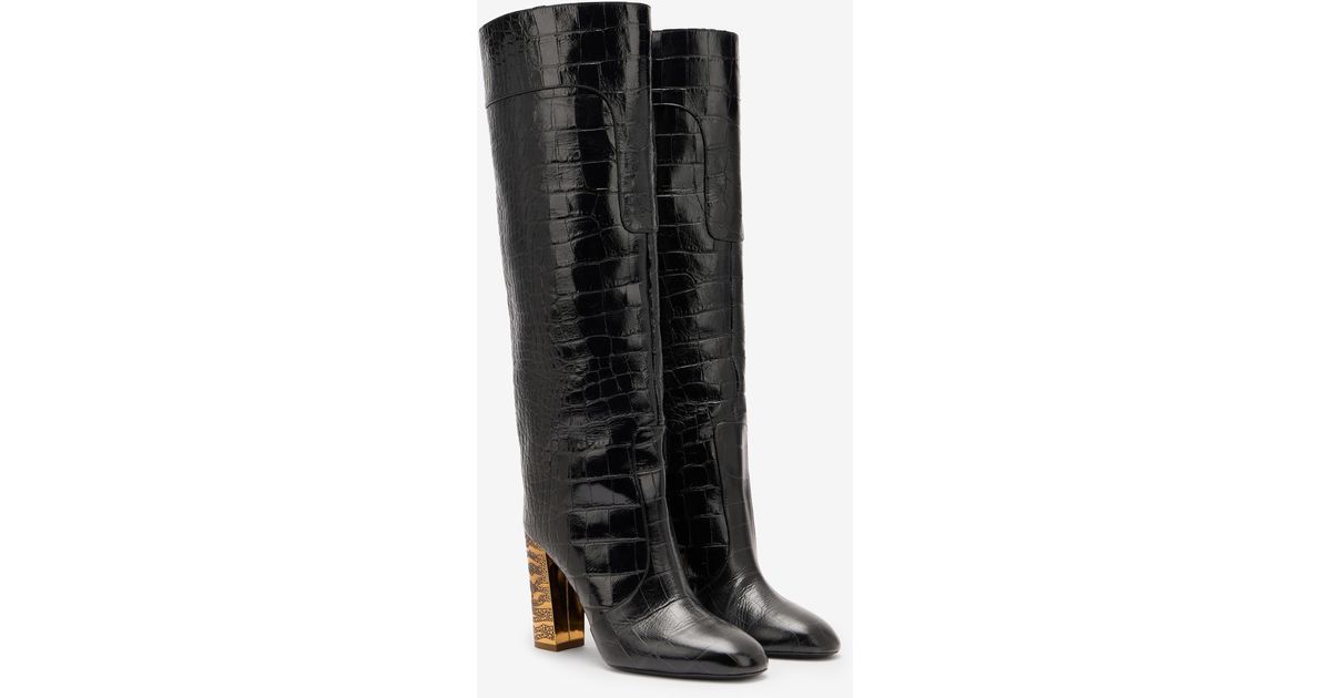 Roberto Cavalli Boots With Crocodile Embossing in Black | Lyst
