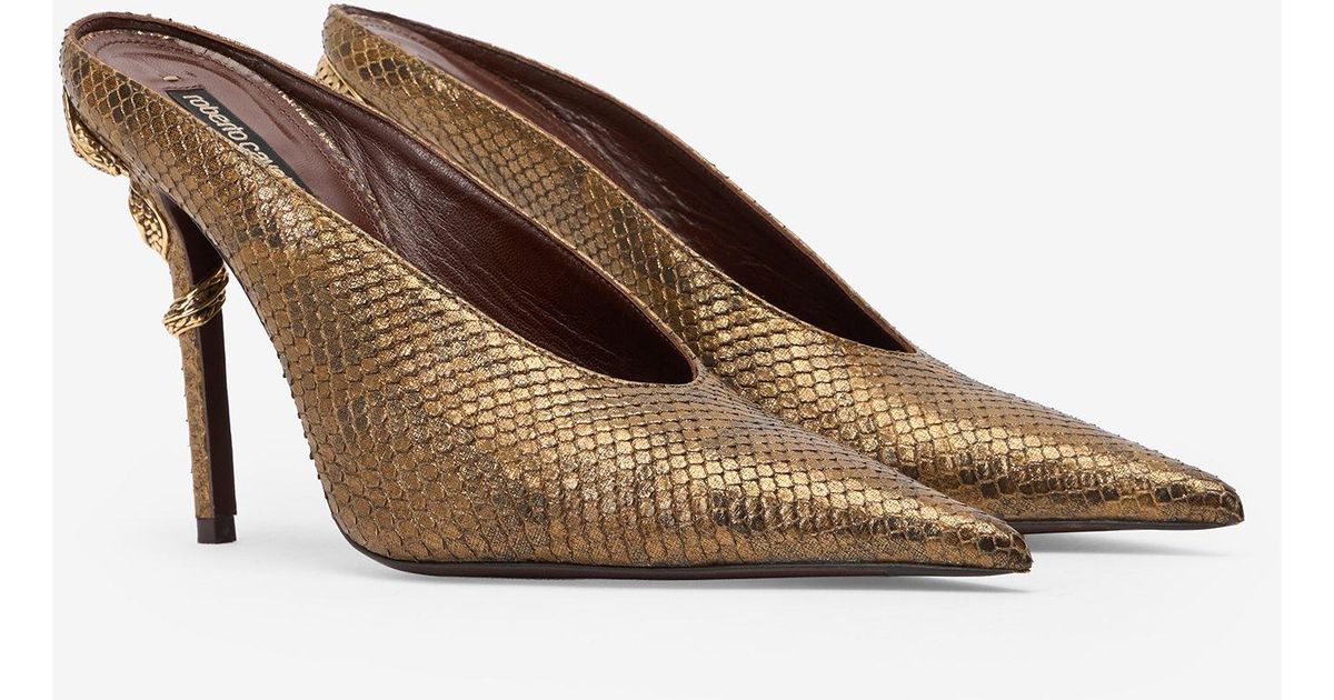 Roberto Cavalli Mules With Python Snake Motif | Lyst UK