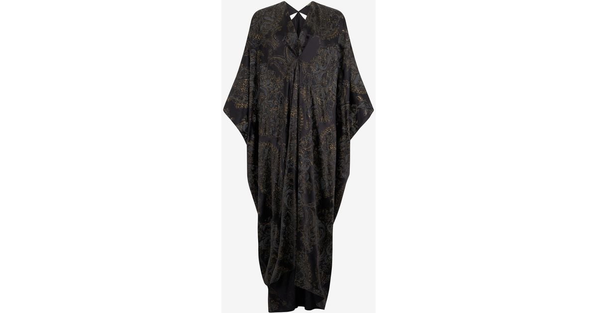 Roberto Cavalli Ornamental Silk Kaftan in Black | Lyst UK