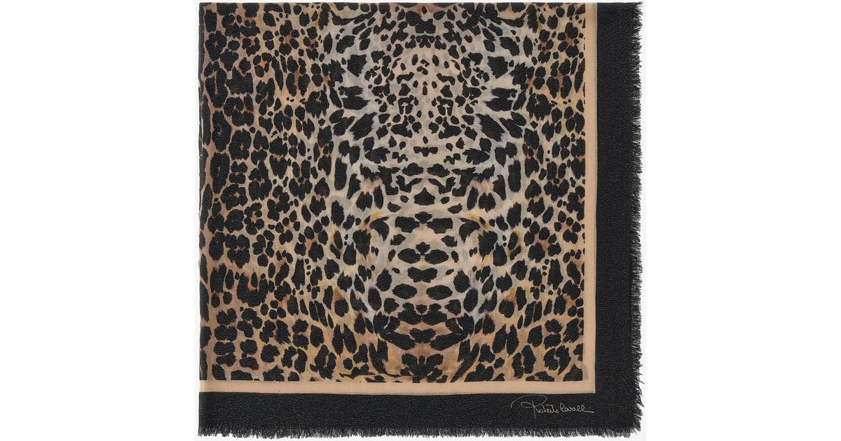 Roberto Cavalli Shawl With Queen Of Sicily Print in Black | Lyst