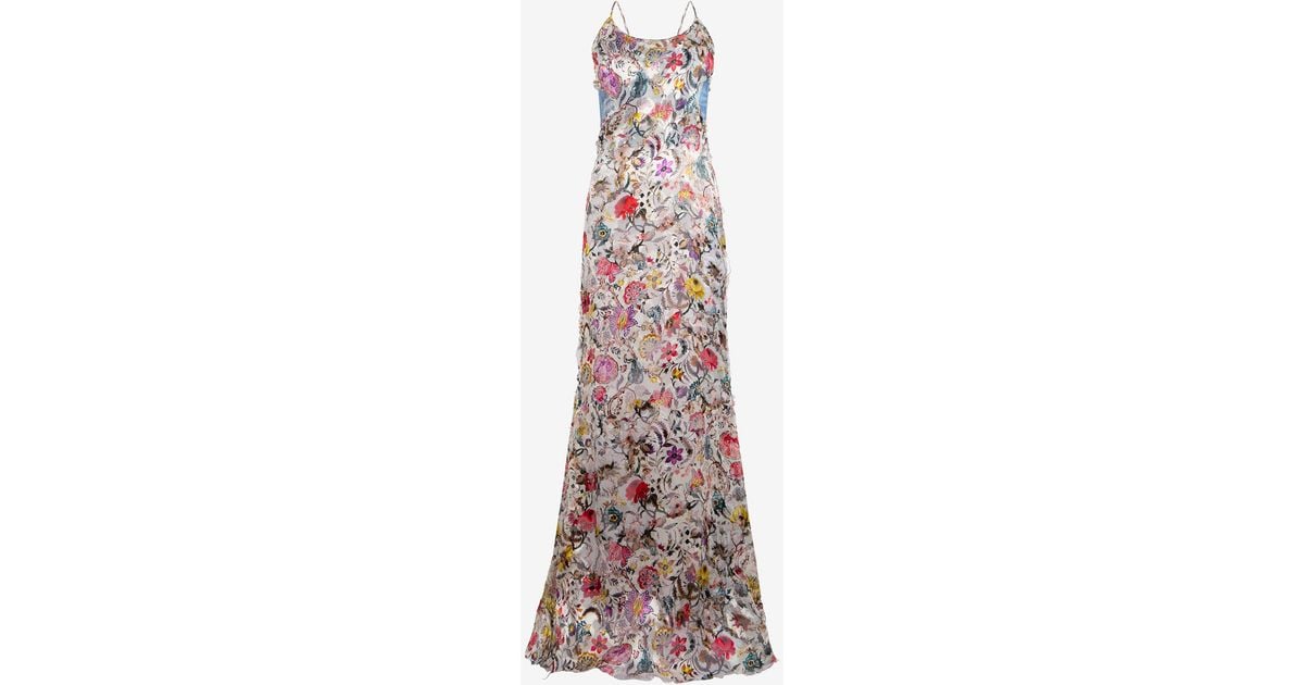 Roberto Cavalli Abitolungo Silk Dress in White | Lyst UK