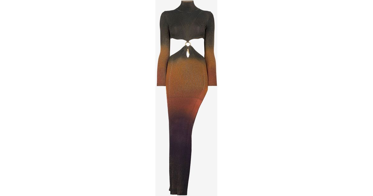Roberto Cavalli Dégradé Cut-Out Maxi Dress in Black | Lyst