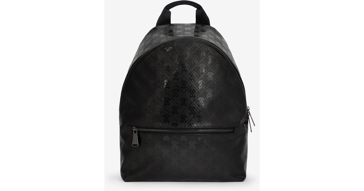 Roberto Cavalli Backpack With All-Over Mirror Snake Monogram in Black ...