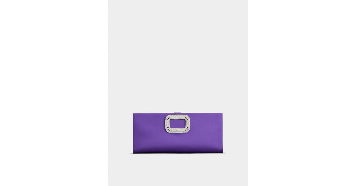Roger Vivier Pilgrim Buckle Clutch in Purple | Lyst