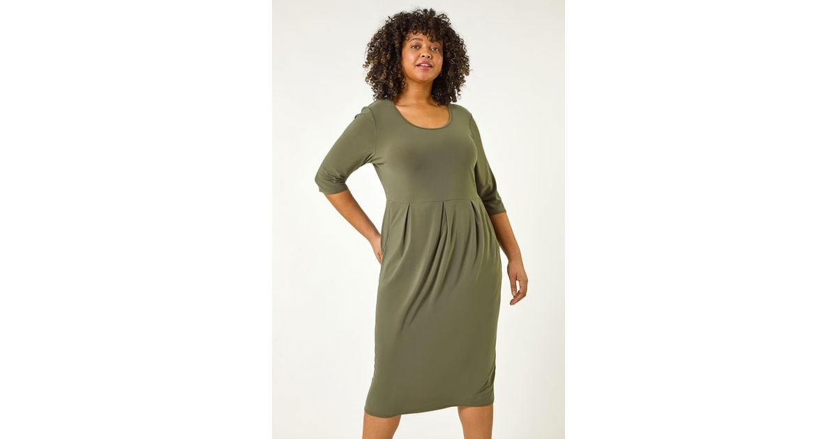 Roman Curve Roman Originals Curve Cocoon Pocket Detail Midi Dress in ...