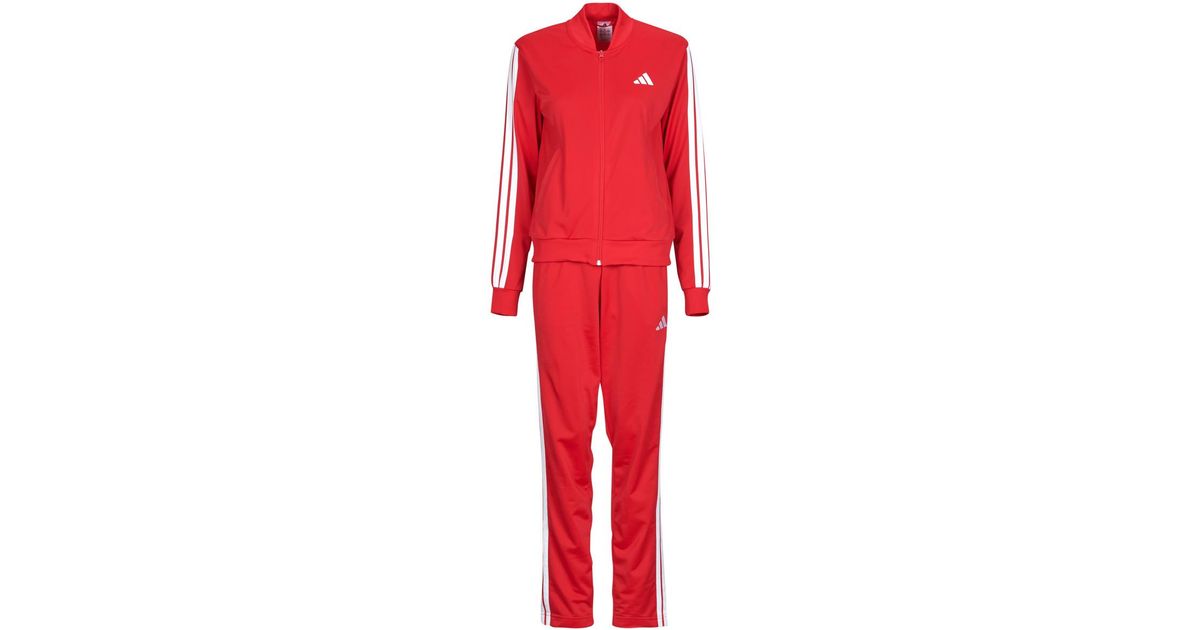 adidas Tracksuits Essentials 3-stripes Track Suit in Red | Lyst UK