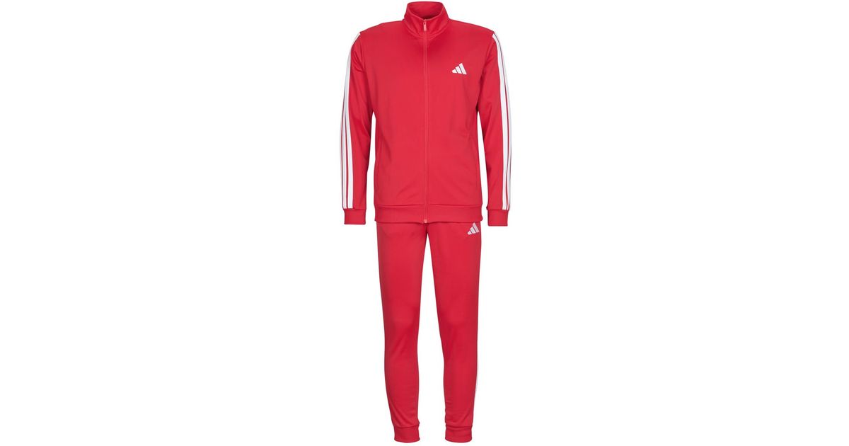 adidas Tracksuits Basic 3-stripes Tricot Track Suit in Red for Men ...