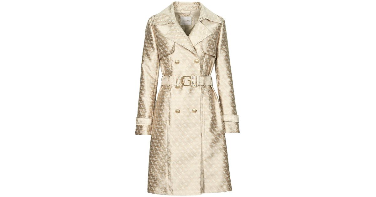 Guess Trench Coat Diletta Belted Logo Trench in Natural | Lyst UK