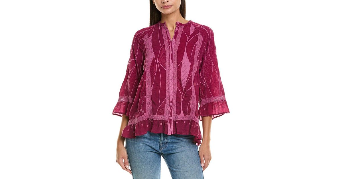 Johnny Was Chamylla Blouse in Red | Lyst