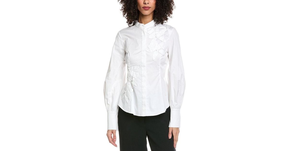Oscar de la Renta Orchid Shirt in White | Lyst UK