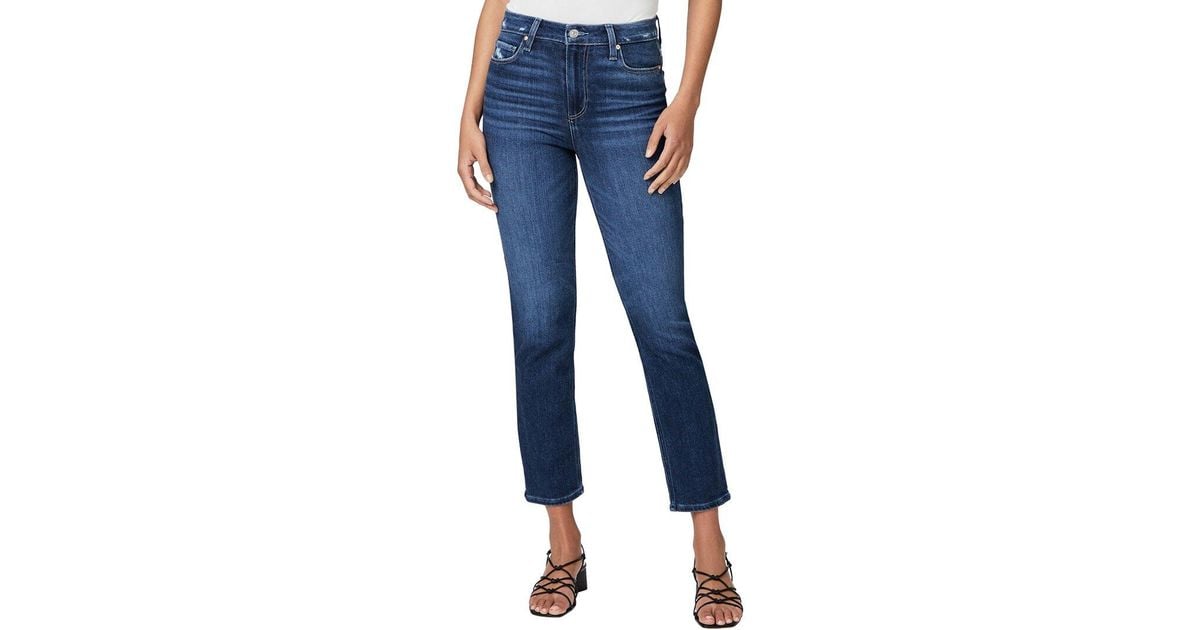 PAIGE Cindy Emotion Distressed Straight Leg Jean in Blue | Lyst UK