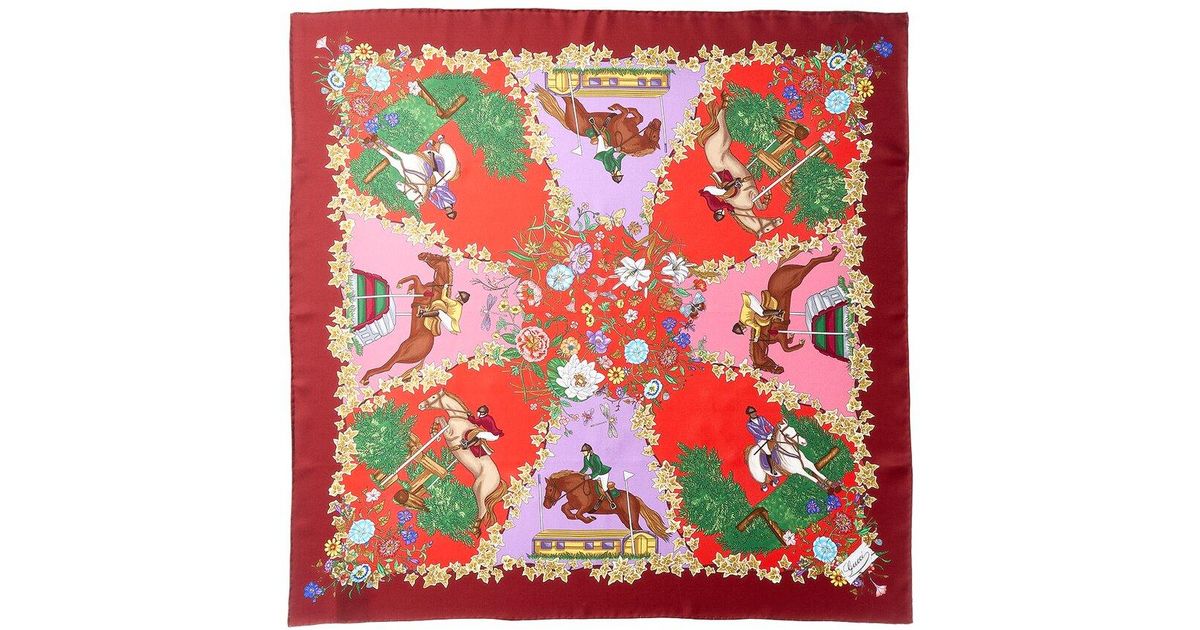 Gucci Printed Silk Scarf in Red | Lyst