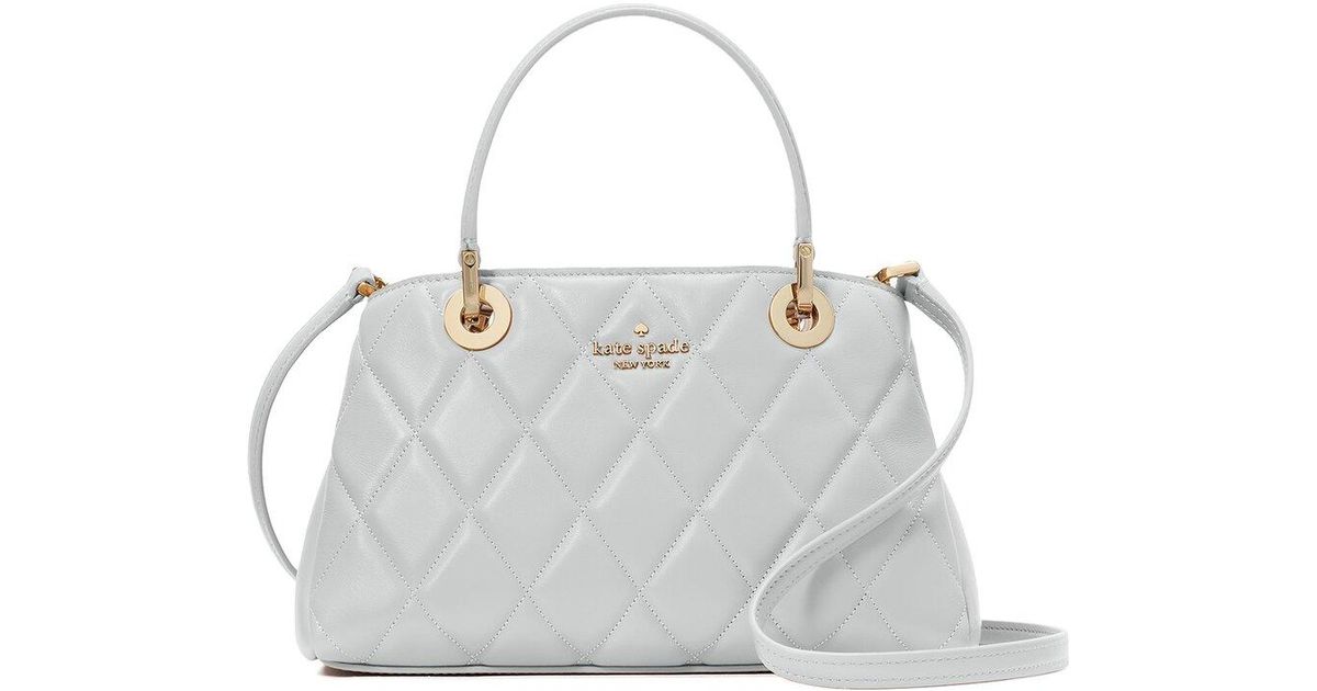 Kate Spade Carey Smooth Quilted Small Leather Satchel in Gray | Lyst