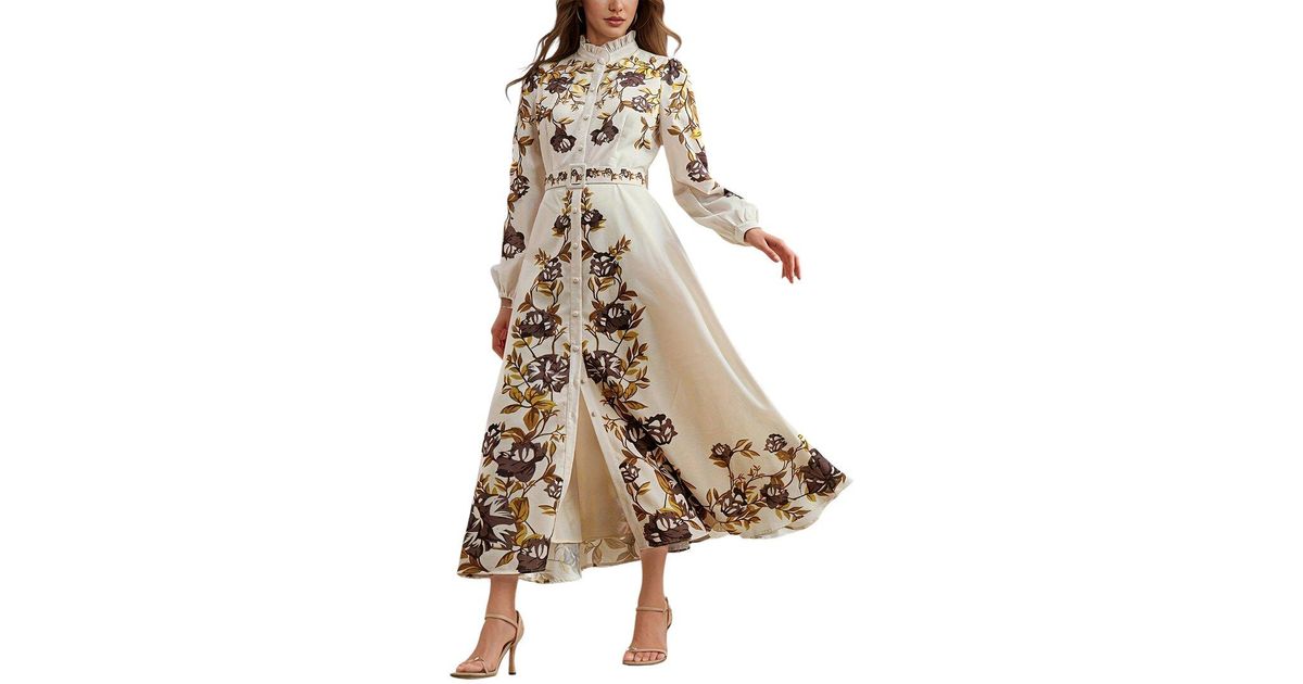 COLON DIANA Midi Dress in Natural | Lyst UK