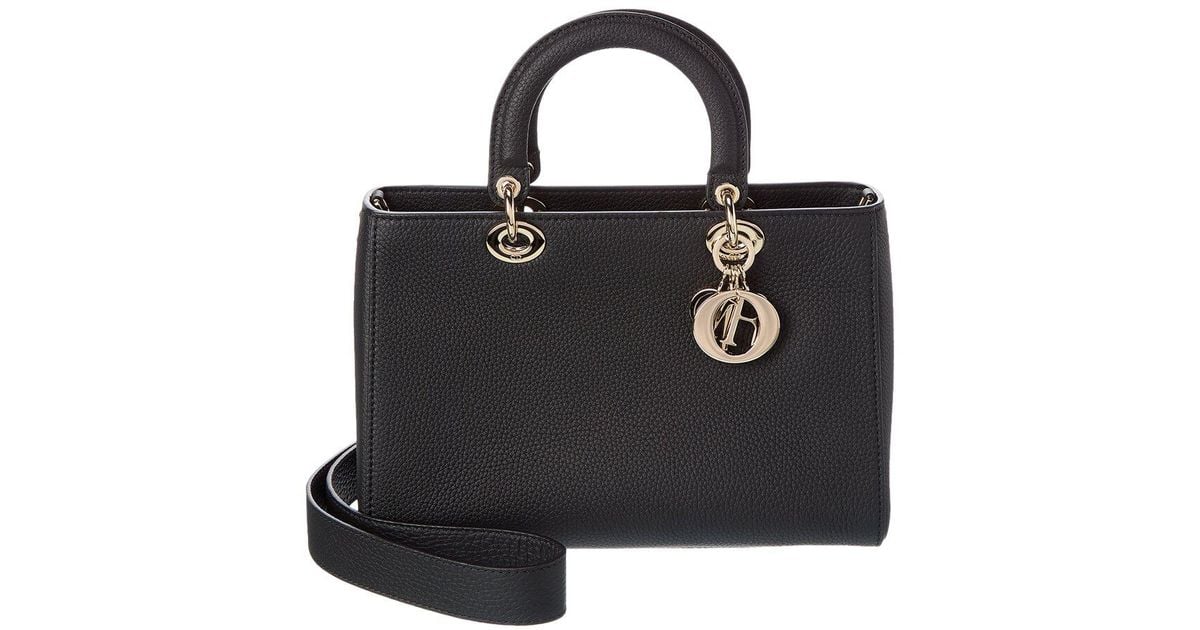 Dior Lady D-Sire Medium Leather Tote in Black | Lyst