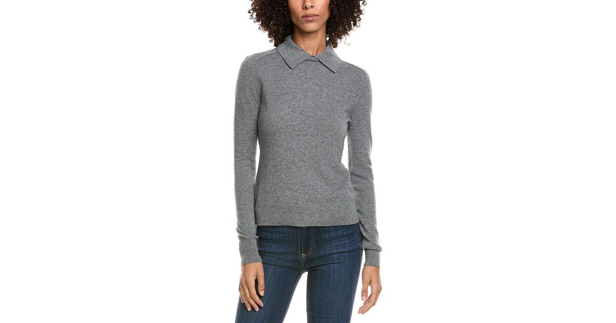 InCashmere Collared Cashmere Sweater in Gray | Lyst